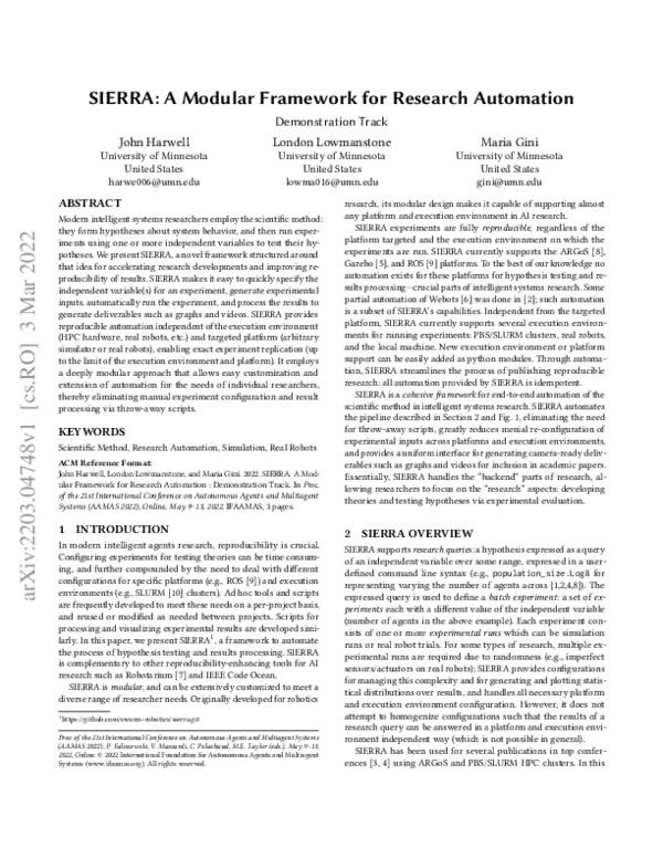 (PDF) SIERRA: A Modular Framework for Research Automation