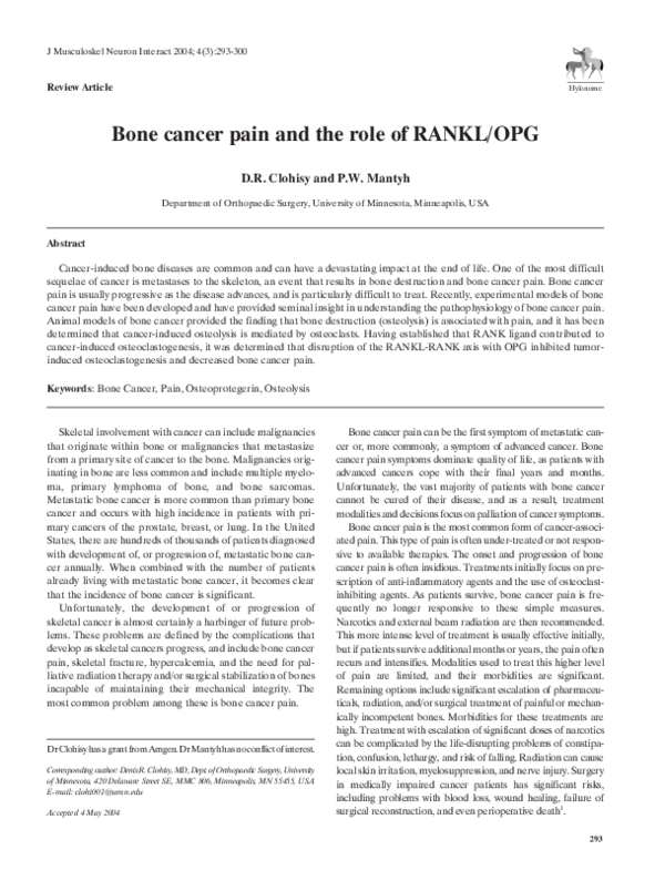 (PDF) Bone cancer pain and the role of RANKL/OPG