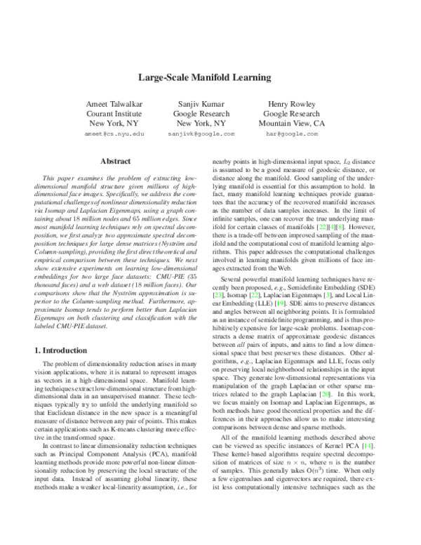 (PDF) Large-Scale Manifold Learning | Sanjiv Kumar - Academia.edu