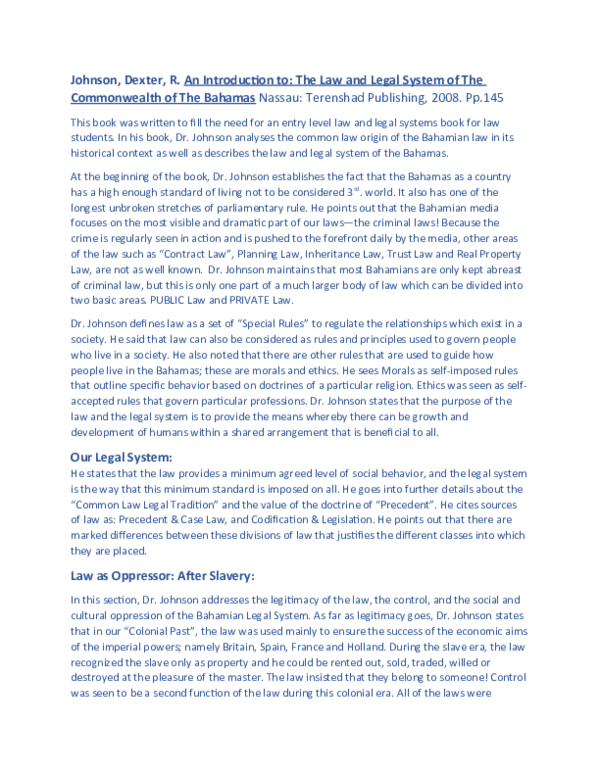 (DOC) Bahamian Legal System a review 2022