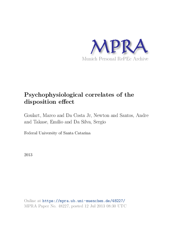 (PDF) Psychophysiological Correlates of the Disposition Effect