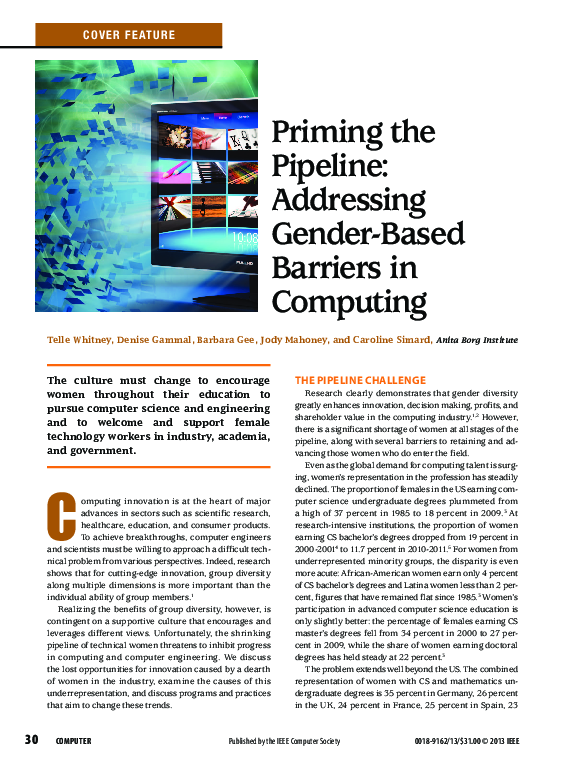 (PDF) Addressing Gender Barriers in Computing Education and Industry