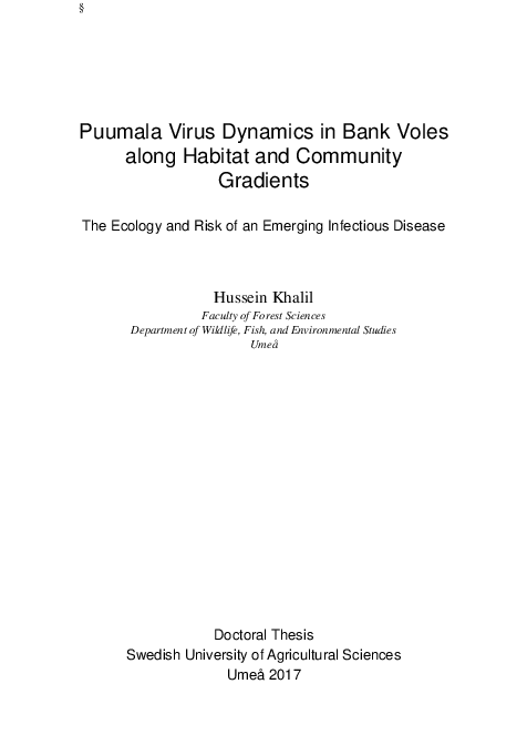 (PDF) Puumala virus dynamics in bank voles along habitat and community ...