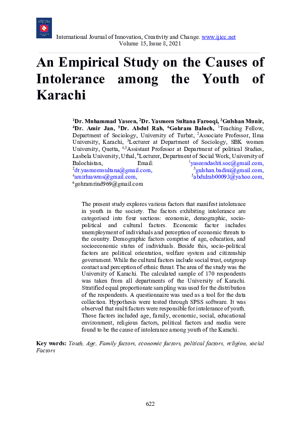 (PDF) An Empirical Study on the Causes of Intolerance among the Youth ...