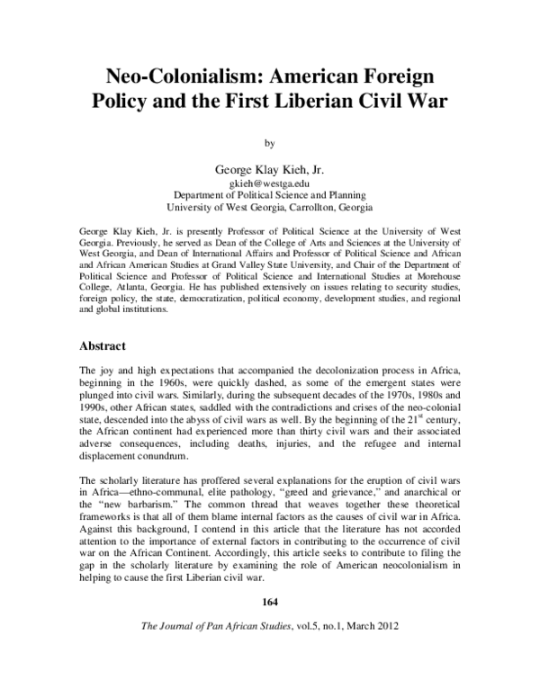 (PDF) Neo-Colonialism: American Foreign Policy and the First Liberian ...