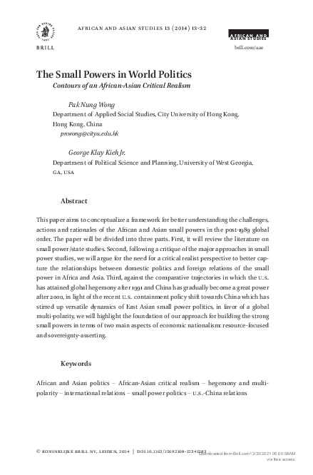 (PDF) The Small Powers in World Politics