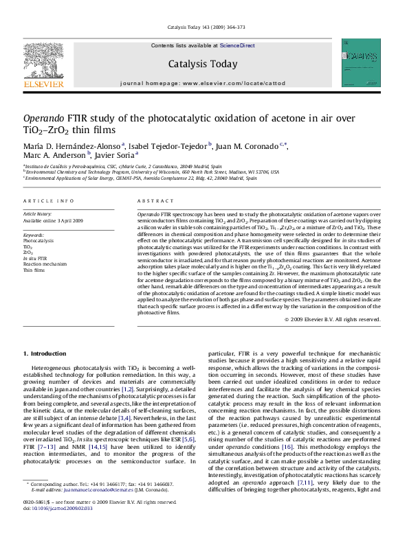 (PDF) Operando FTIR study of the photocatalytic oxidation of ...
