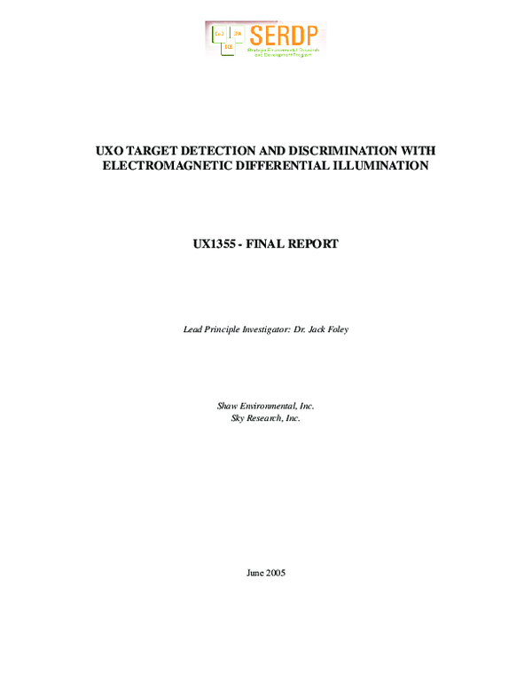 (PDF) UXO Target Detection and Discrimination with Electromagnetic Differential Illumination