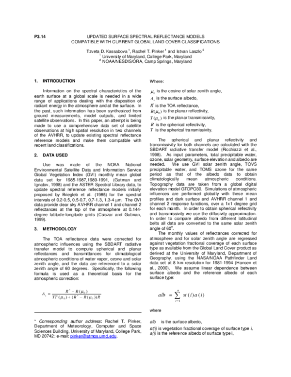 (PDF) P3. 14 Updated Surface Spectral Reflectance Models Compatible ...