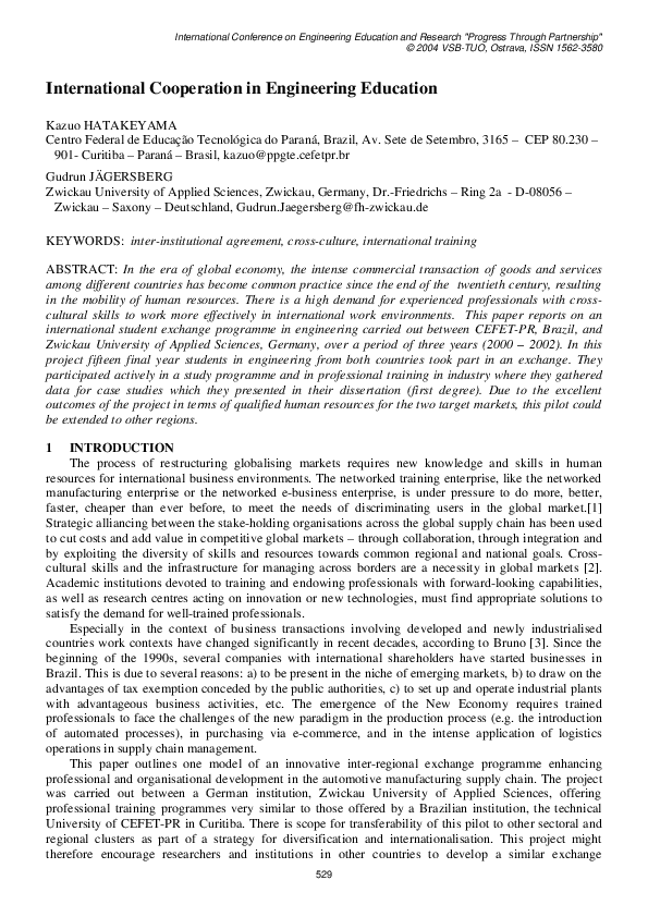 (PDF) International Cooperation in Engineering Education | Gudrun ...