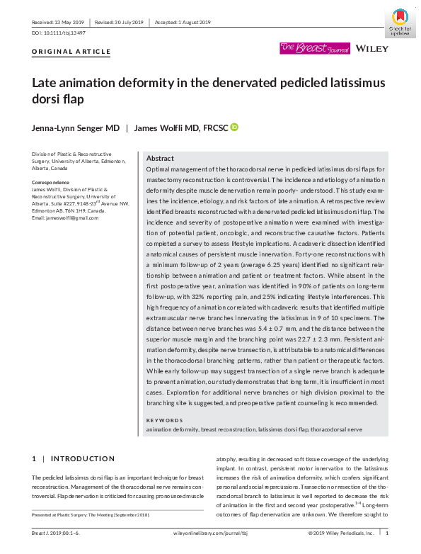 (PDF) Late animation deformity in the denervated pedicled latissimus ...
