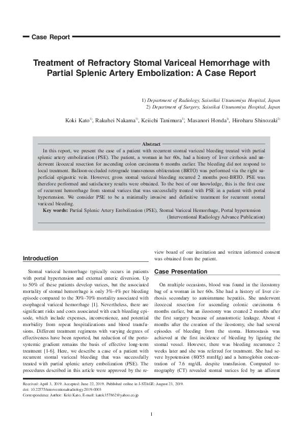 (PDF) Treatment of Stomal Variceal Hemorrhage with TIPS: Case Report ...