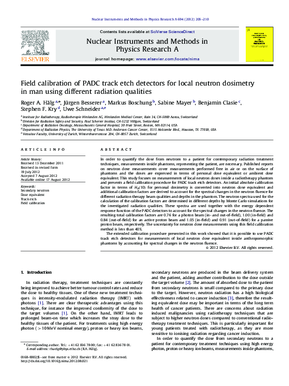 (PDF) Field calibration of PADC track etch detectors for local neutron ...