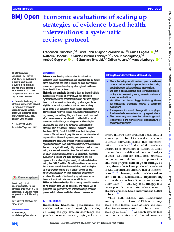 (PDF) Economic evaluations of scaling up strategies of evidence-based health interventions: a ...