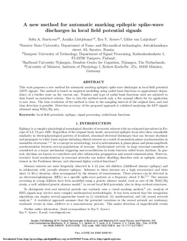 (PDF) A new method for automatic marking epileptic spike-wave discharges in local field ...