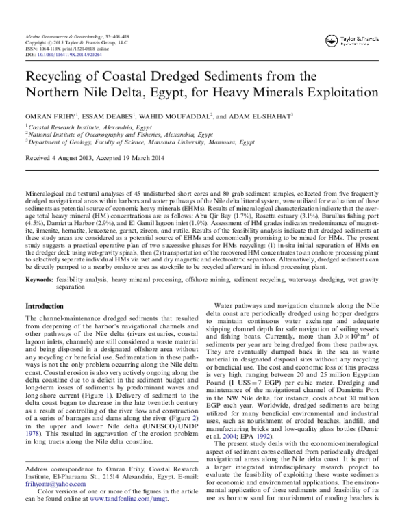 (PDF) Recycling of Coastal Dredged Sediments from the Northern Nile ...