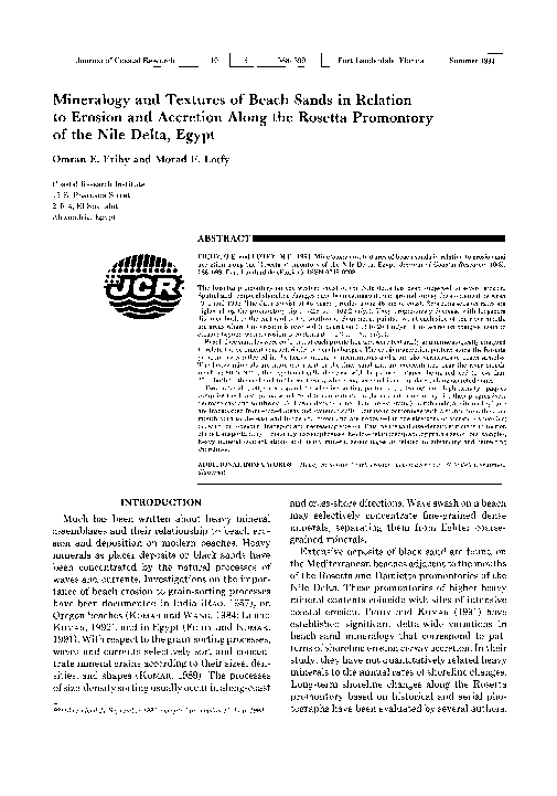 (PDF) Mineralogy and Textures of Beach Sands in Relation to Erosion and ...