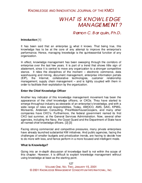 (PDF) What Is Knowledge Management?