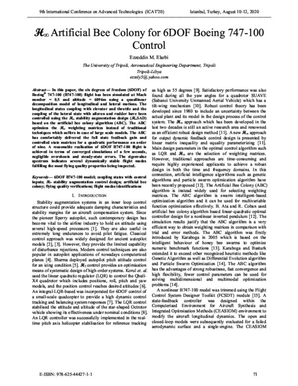 (PDF) H∞ artificial bee colony for 6DOF Boeing747 100 control