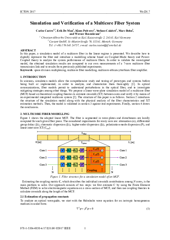 (PDF) Simulation and verification of a multicore fiber system