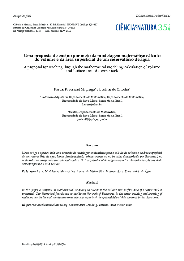 (PDF) A Proposal for Teaching Through the Mathematical Modeling ...
