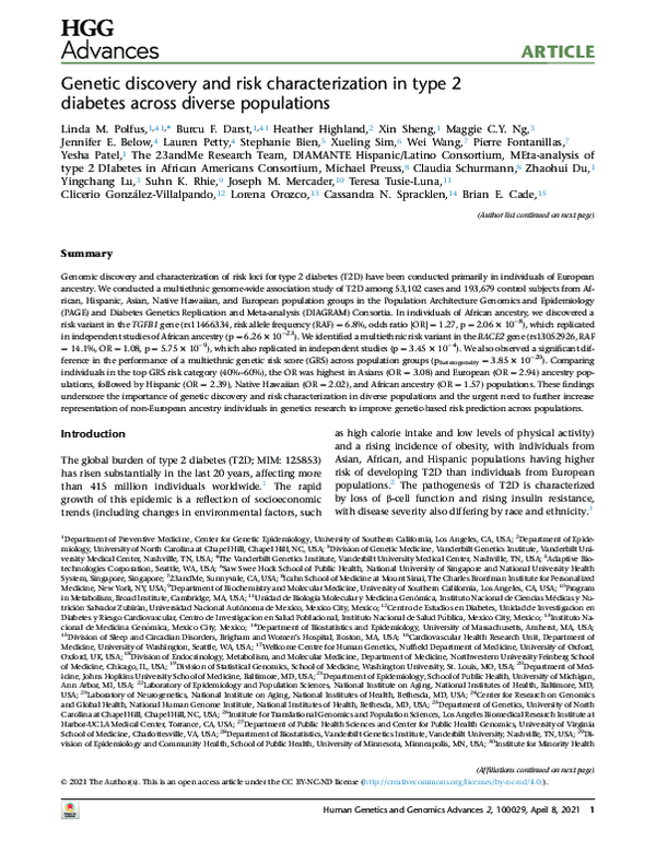 (PDF) Genetic discovery and risk characterization in type 2 diabetes ...