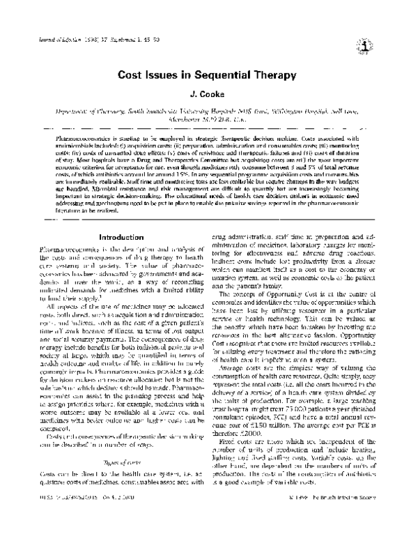 (PDF) Cost issues in sequential therapy