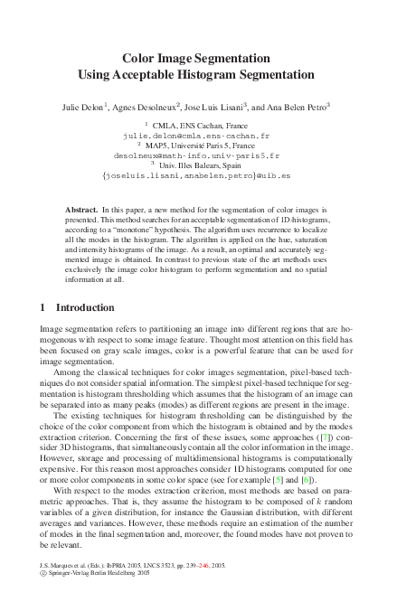 Pdf Color Image Segmentation Using Acceptable Histogram Segmentation