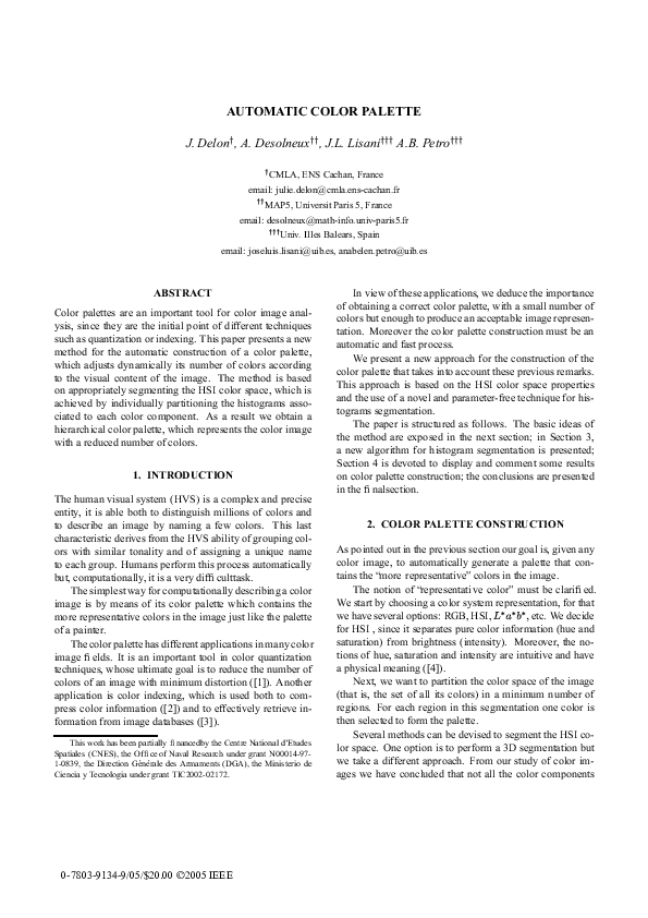 (PDF) Automatic color palette