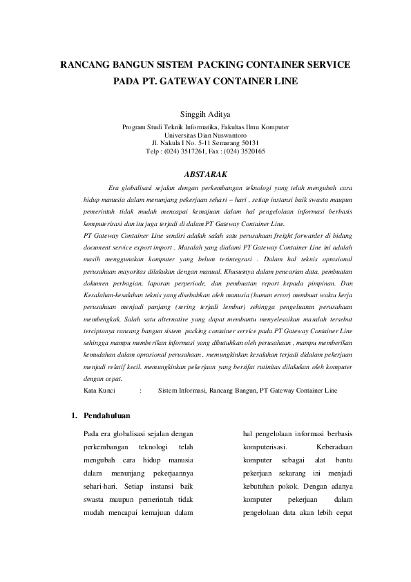 (PDF) Rancang Bangun Sistem Packing Container Service Pada Pt. Gateway ...
