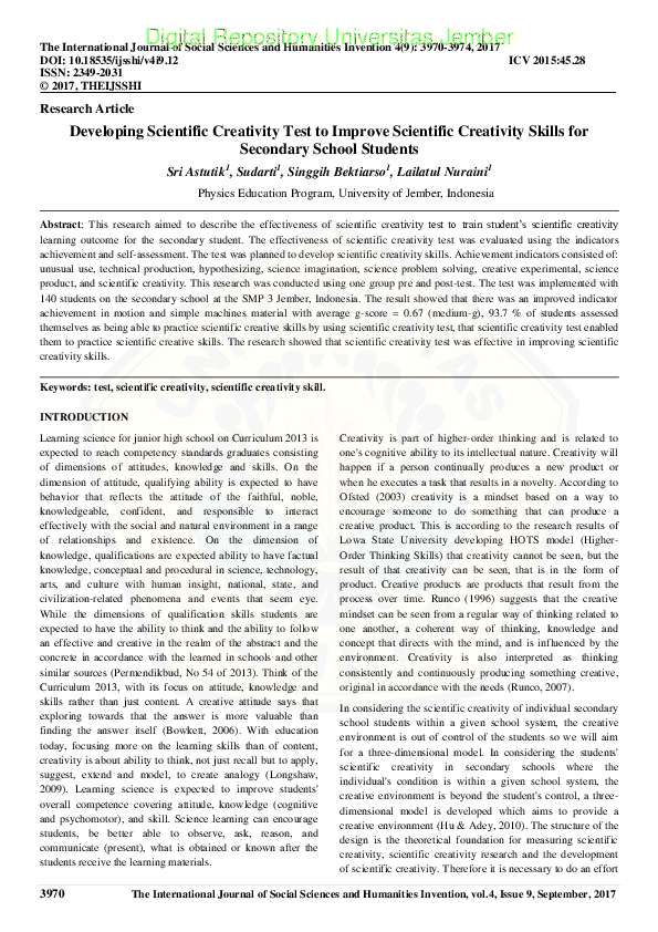(PDF) Developing Scientific Creativity Test to Improve Scientific ...