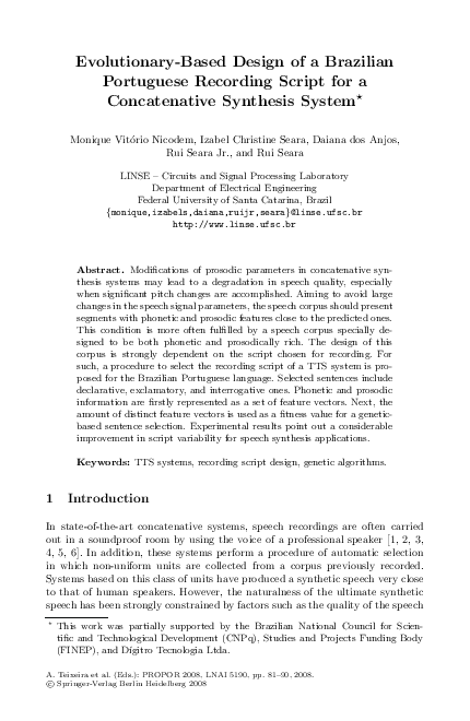 (PDF) Evolutionary-Based Design of a Brazilian Portuguese Recording ...