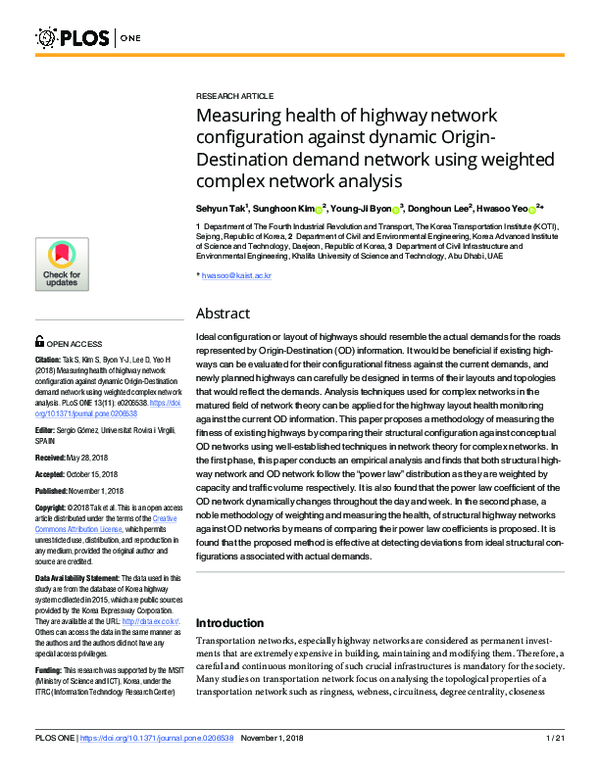 (PDF) Measuring health of highway network configuration against dynamic ...