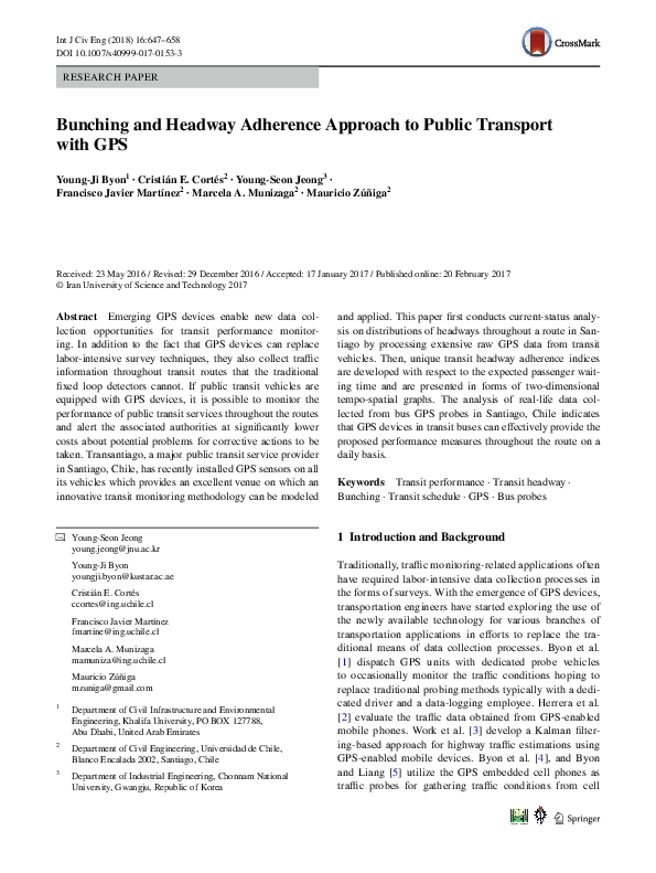 (PDF) Bunching and Headway Adherence Approach to Public Transport with GPS
