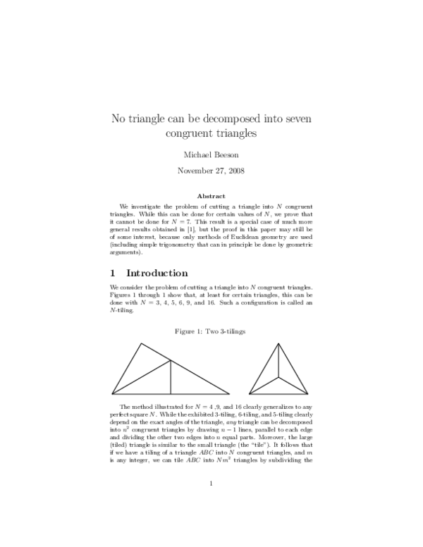 (PDF) No triangle can be decomposed into seven congruent