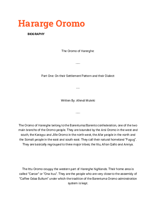 (PDF) BIOGRAPHY THE HARARGE OROMO
