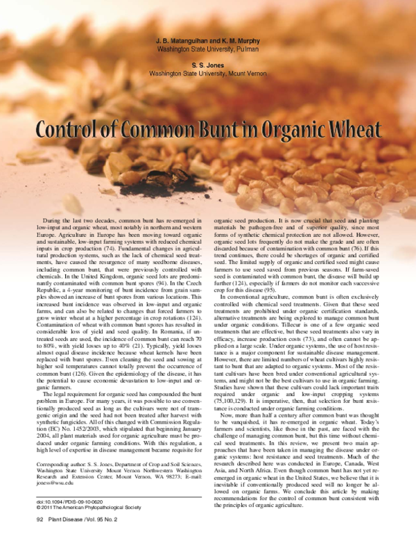 (PDF) Control of Common Bunt in Organic Wheat