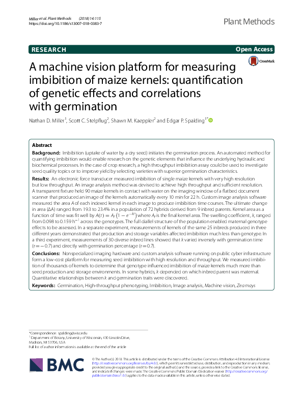 (PDF) A machine vision platform for measuring imbibition of maize kernels: quantification of ...