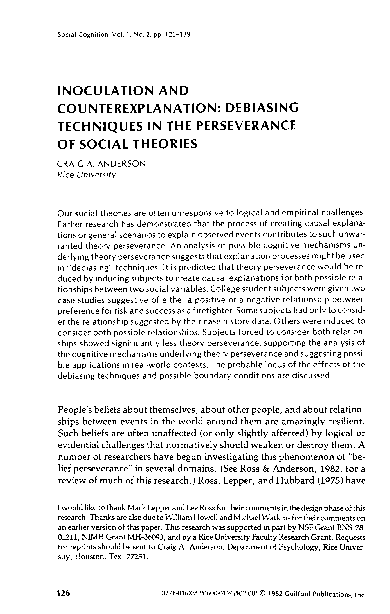 (PDF) Inoculation and Counterexplanation: Debiasing Techniques in the ...
