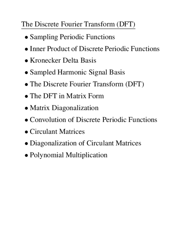 Pdf Discrete Fourier Transform Dft