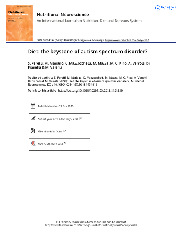 (PDF) Diet: the keystone of autism spectrum disorder? | Sara Peretti ...