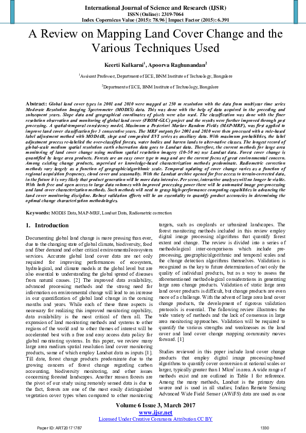 (PDF) A Review on Mapping Land Cover Change and the Various Techniques Used