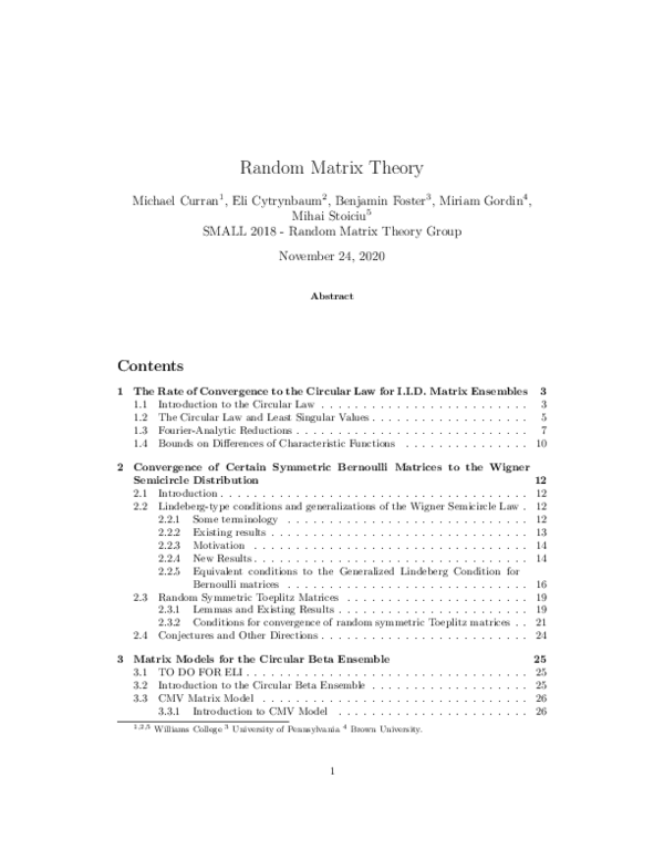 (PDF) Random Matrix Theory