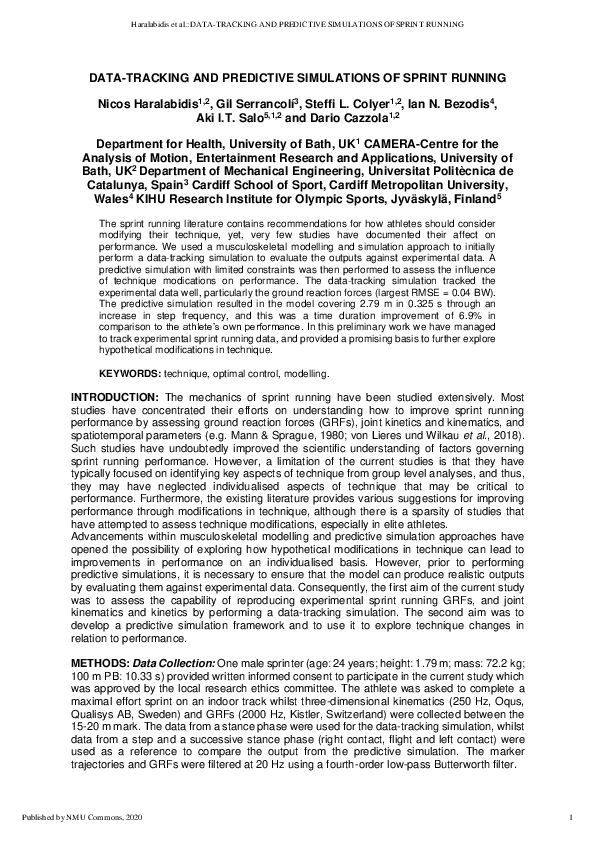 (PDF) Data-tracking and predictive simulations of sprint running