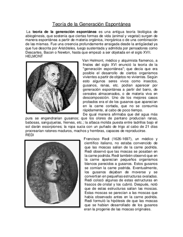 (PDF) Resumen - Teoría de la Generación Espontanea