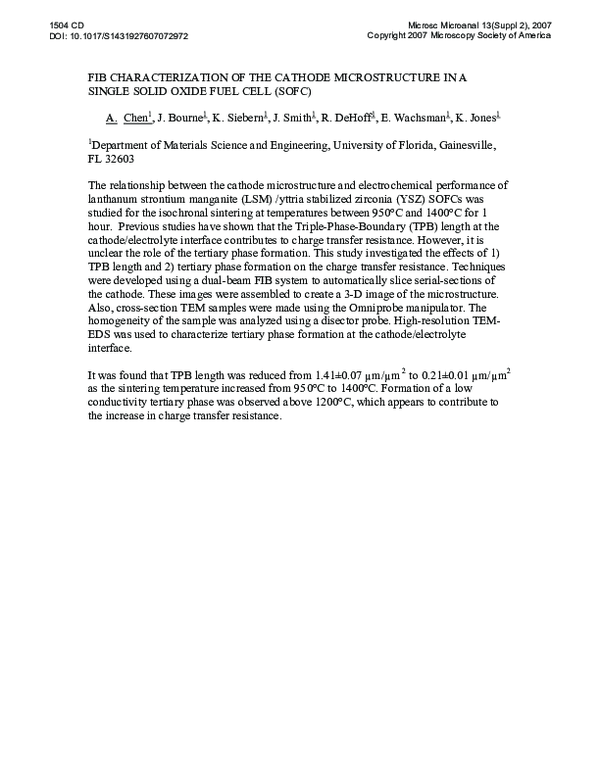 (PDF) FIB Characterization of the Cathode Microstructure in a Single ...