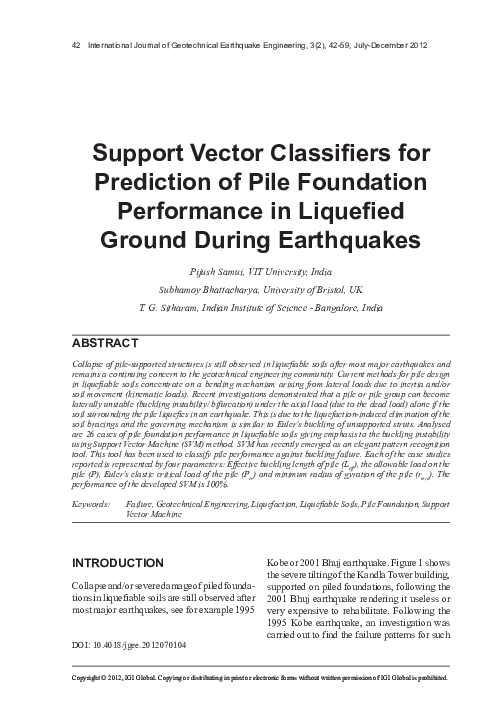 (PDF) Support Vector Classifiers for Prediction of Pile Foundation Performance in Liquefied ...