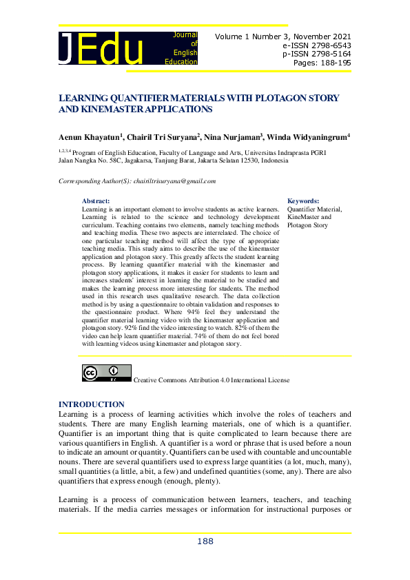 (PDF) Learning Quantifier Materials with Plotagon Story and Kinemaster Applications