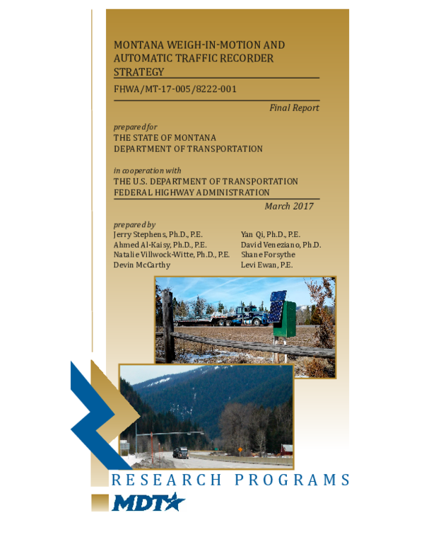 (PDF) Montana Weigh-in-Motion (WIM) and Automatic Traffic Recorder (ATR ...