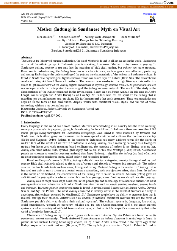 (PDF) Mother (Indung) in Sundanese Myth on Visual Art